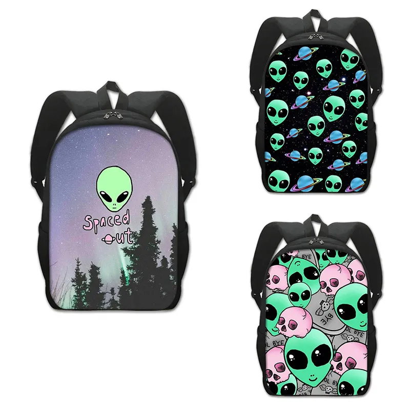 Funny-Alien-Printed-Backpack-For-Students-Kids-Boys-Girls-Ufo-Rucksacks ...