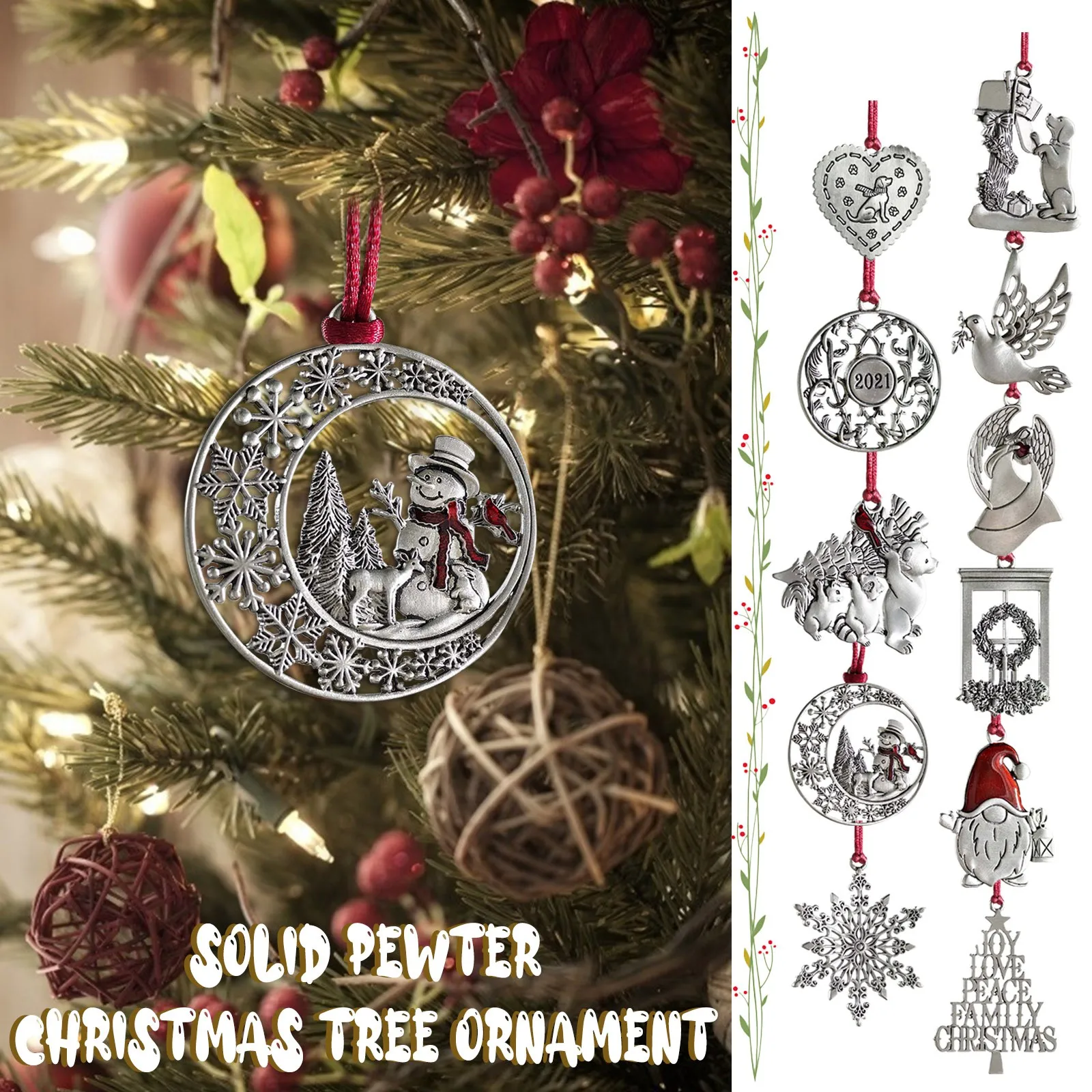 Ornamento-para-rbol-de-Navidad-de-peltre-s-lido-Impresi-n-de-doble-cara ...