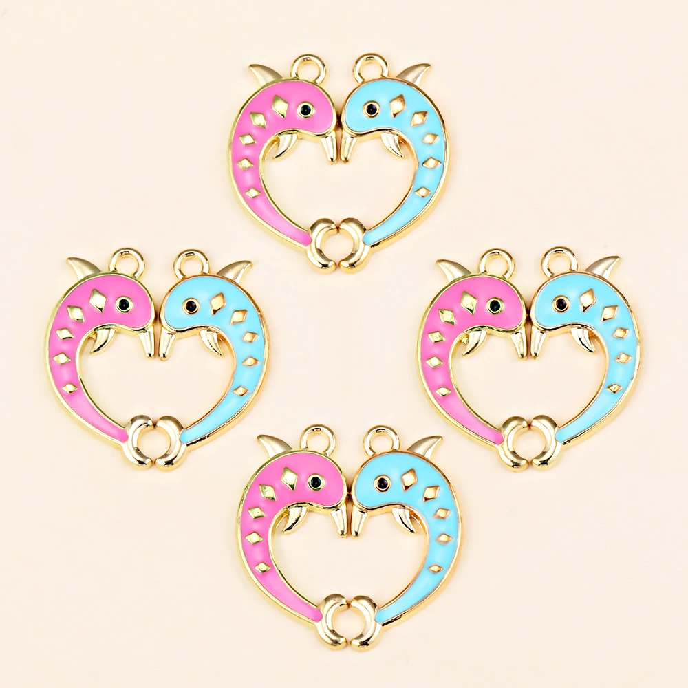 5Pairs Cute Enamel Dolphin Splicing Best Friend Pendant Necklace ...