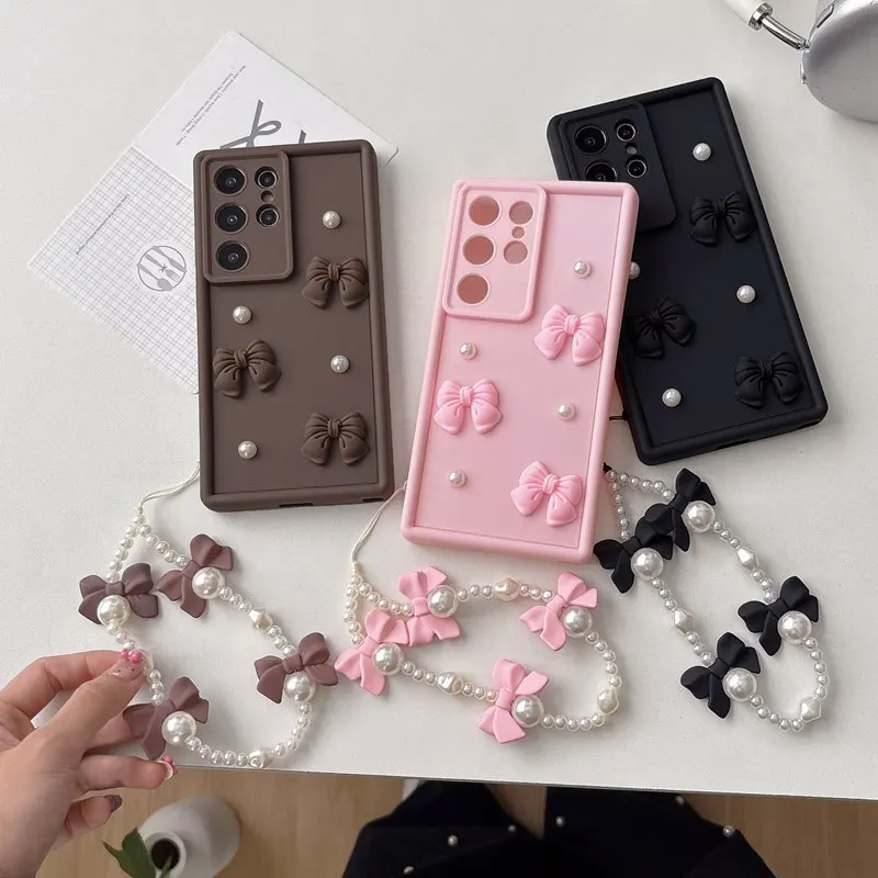 Bow Tie Pearl Chain Rope Phone Case For Xiaomi Redmi 14C 13C 12C 10C 9C ...