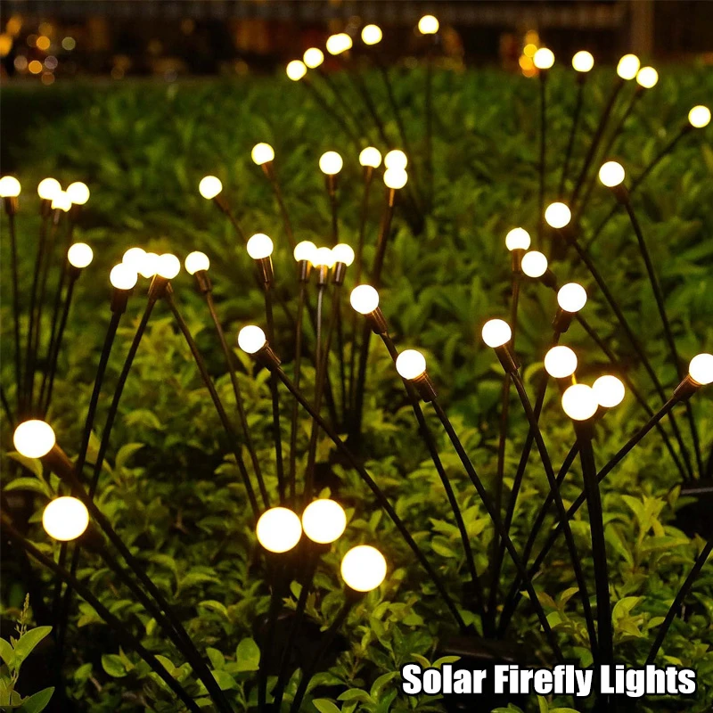 10 LED Solar Firefly Lights Waterproof Outdoor Garden Lamps Landscape ...