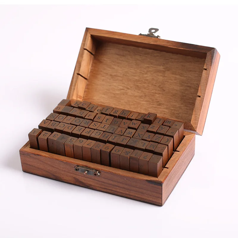 Sellos de letras del alfabeto de números Vintage, caja de sellos de ...