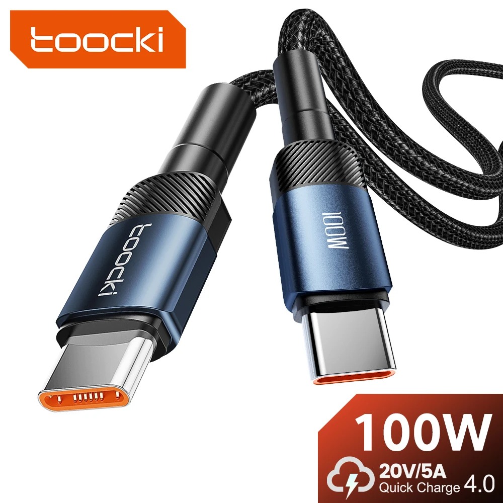 Toocki Cable de carga rápida tipo C a tipo C de 100W, Cable de datos PD para MacBook, Xiaomi ...