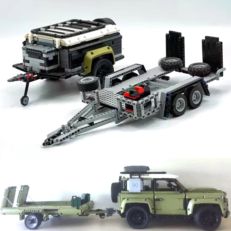 Customed-Technical-MOC-Trailer-Truck-Container-Offroad-Trailer-for-Defender-42110-Building ...