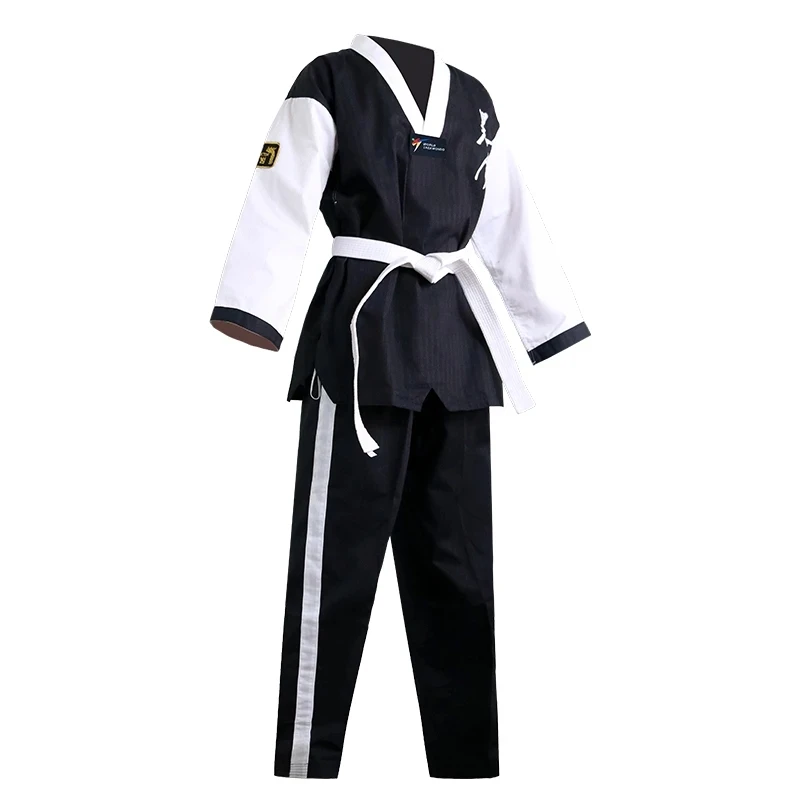 Taekwondo Uniform For Beginners WT Logo Black White Dobok Tae Kwon Do ...