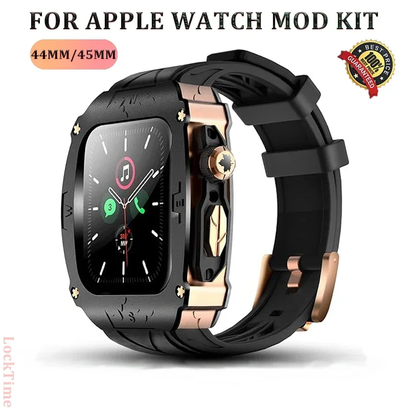 Luxury-Metal-Case-for-Apple-Watch-45mm-44mm-Band-Heavy-Duty-Rugged-Case ...