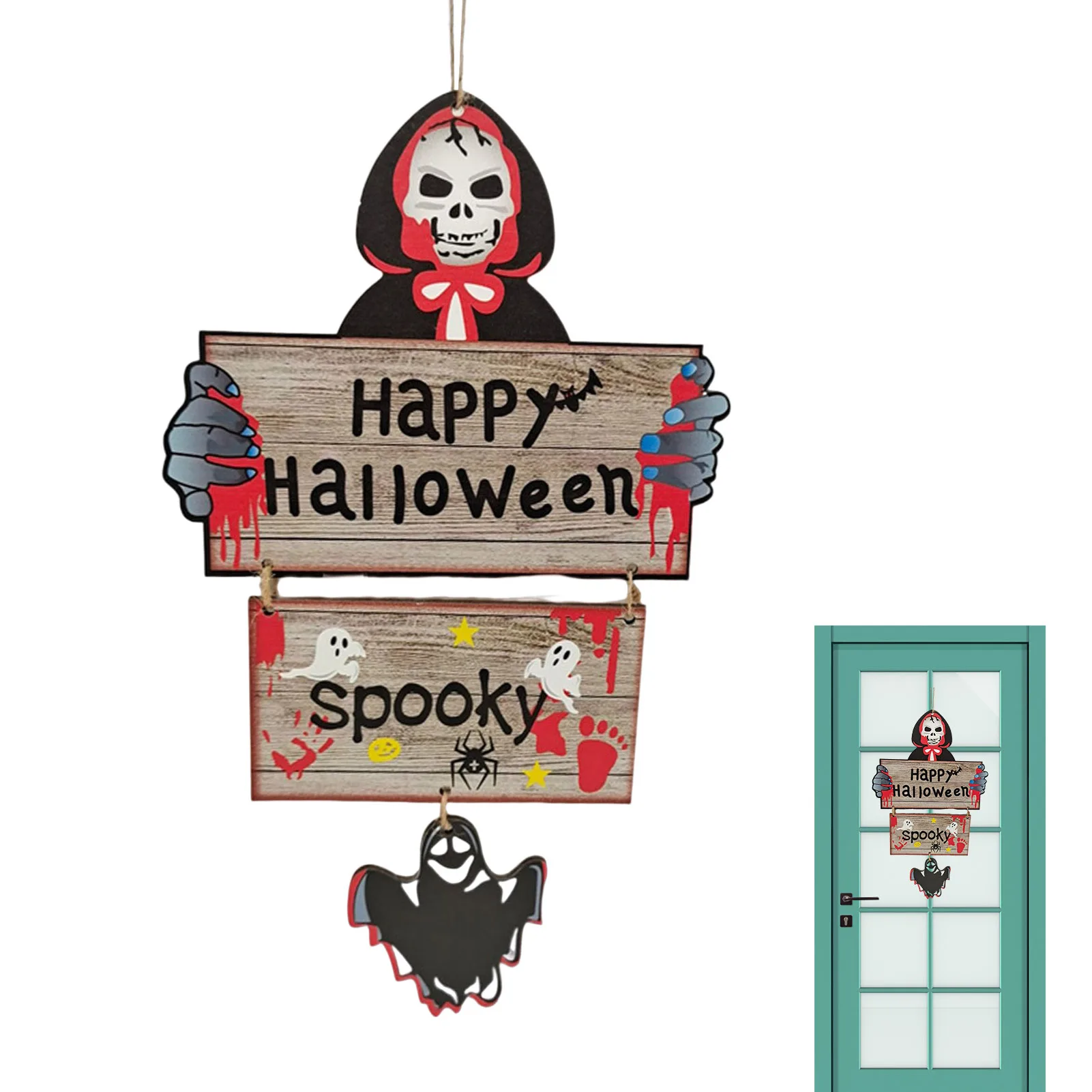 Happy-Halloween-Spooky-Door-Hanger-Hanging-Sign-Spooky-Front-Door ...