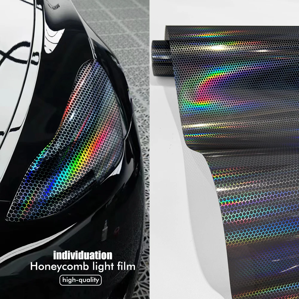 Car-Laser-Honeycomb-Headlights-Taillight-Lamp-Vinyl-Wrap-Automobile ...