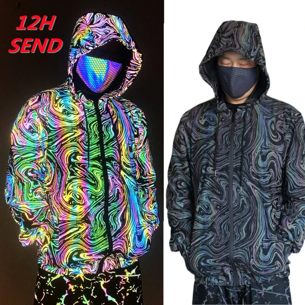New-Night-Reflective-colorful-jackets-Windbreaker-Hooded-Jacket-Men-Hip ...