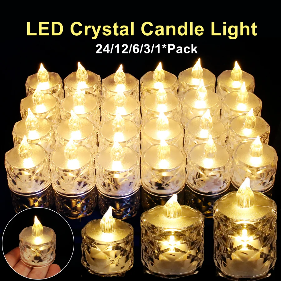 LED Crystal Flameless Candle Light LED Electronic Candle Light Night ...