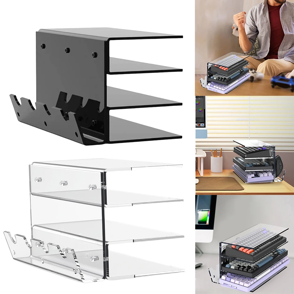 Acrylic-Keyboard-Mouse-Storage-Rack-3-Tier-Keyboard-Display-Stand-Frame ...