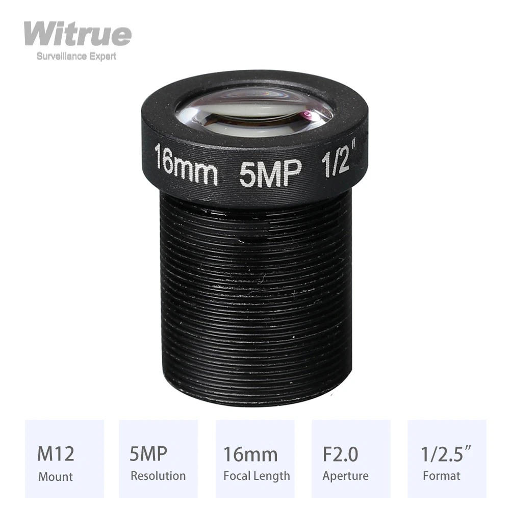 Witrue HD 5MP M12 Mount Lens 8MM 12MM 16MM Aperture F2.0 Format 1/2.5 ...