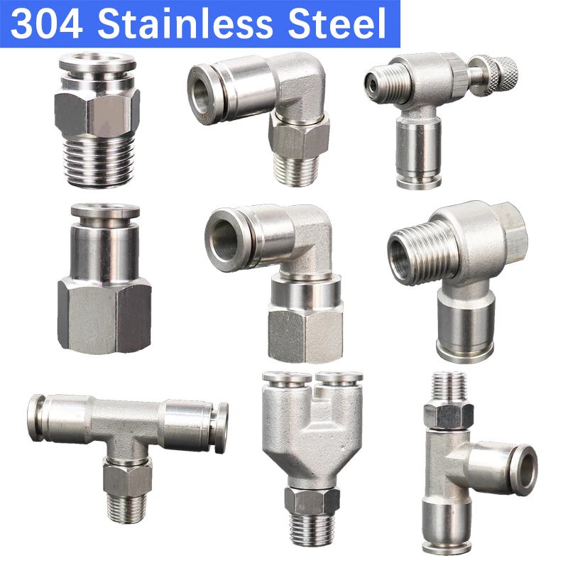 304-Stainless-Steel-Pneumatic-Hose-Fitting-PC-PCF-PL-PLF-PB-Air-Tube ...