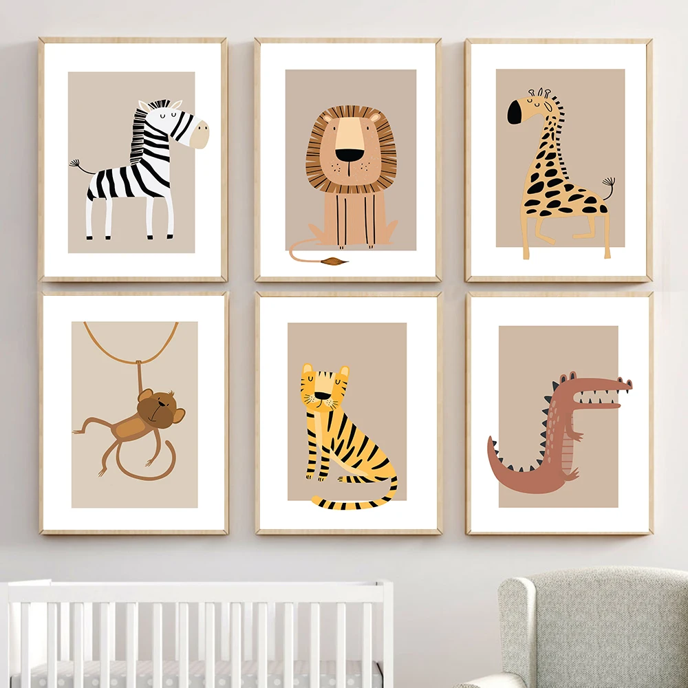 Safari-hayvanlar-aslan-z-rafa-Zebra-kaplan-maymun-Poster-bask-tuval ...