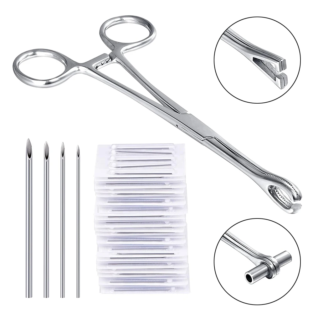 41-Pieces-Piercing-Pliers-Clamp-Needles-Tool-Kit-for-Ear-Nose-Septum ...