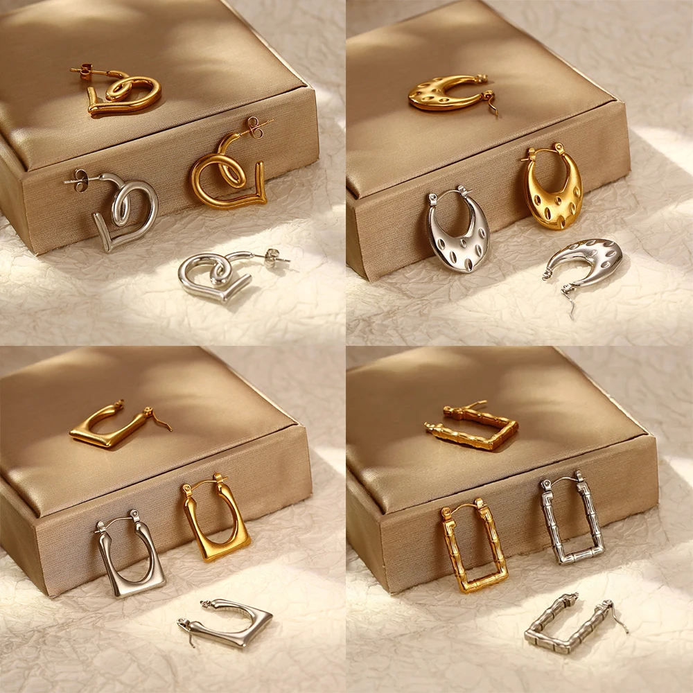 Irregular-Stainless-Steel-Earrings-for-Women-Girls-Geometric-Metal ...