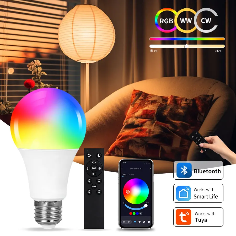 Tuya-Smart-Bluetooth-LED-Light-Bulbs-Smart-Life-APP-E27-220V-9W-15W-18W ...