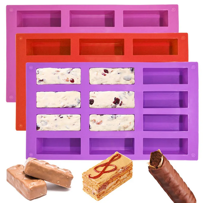 Random-Color-Granola-Bar-Mold-Silicone-Mold-12-Cavity-Rectangle-Molds ...