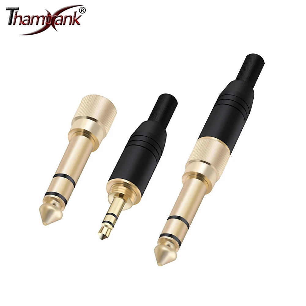 10pcs 5set Gold-plated Adapter Jack 6.35mm 3pole Stereo Male Plug With ...