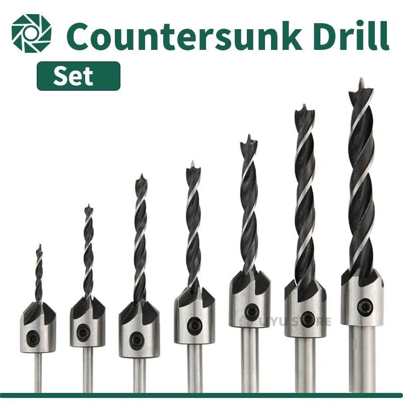 SIQICNC 3mm-10mm HSS Countersunk Drill Bit Set Reamer Woodworking ...