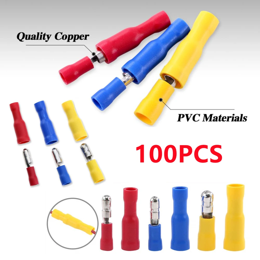 Conector eléctrico aislado macho hembra, Terminal de bala de crimpado, terminales de cableado de ...