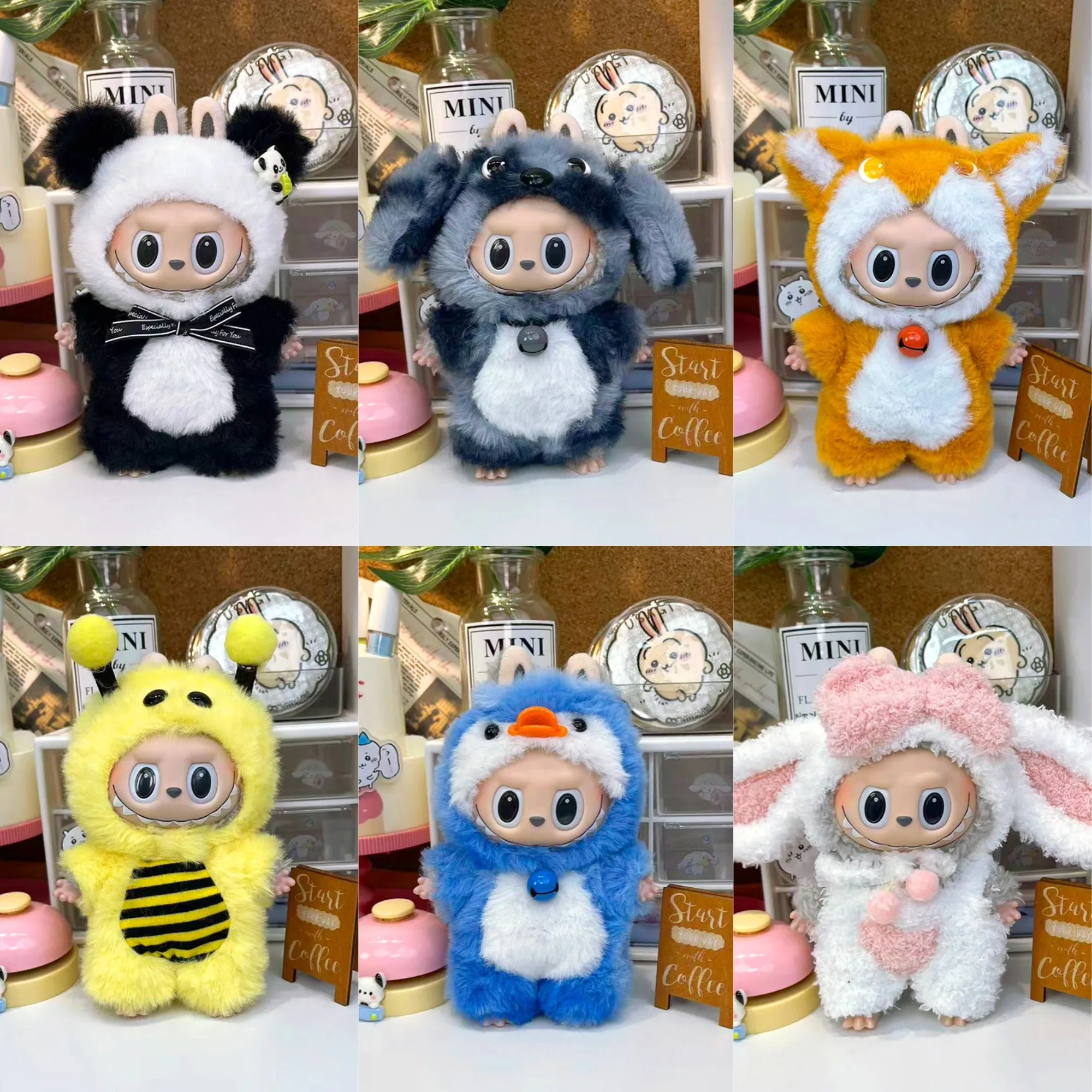 Labubu Plush Animal Costume Set for 1st/2nd3rd Gen 17cm Doll, Panda Bee ...