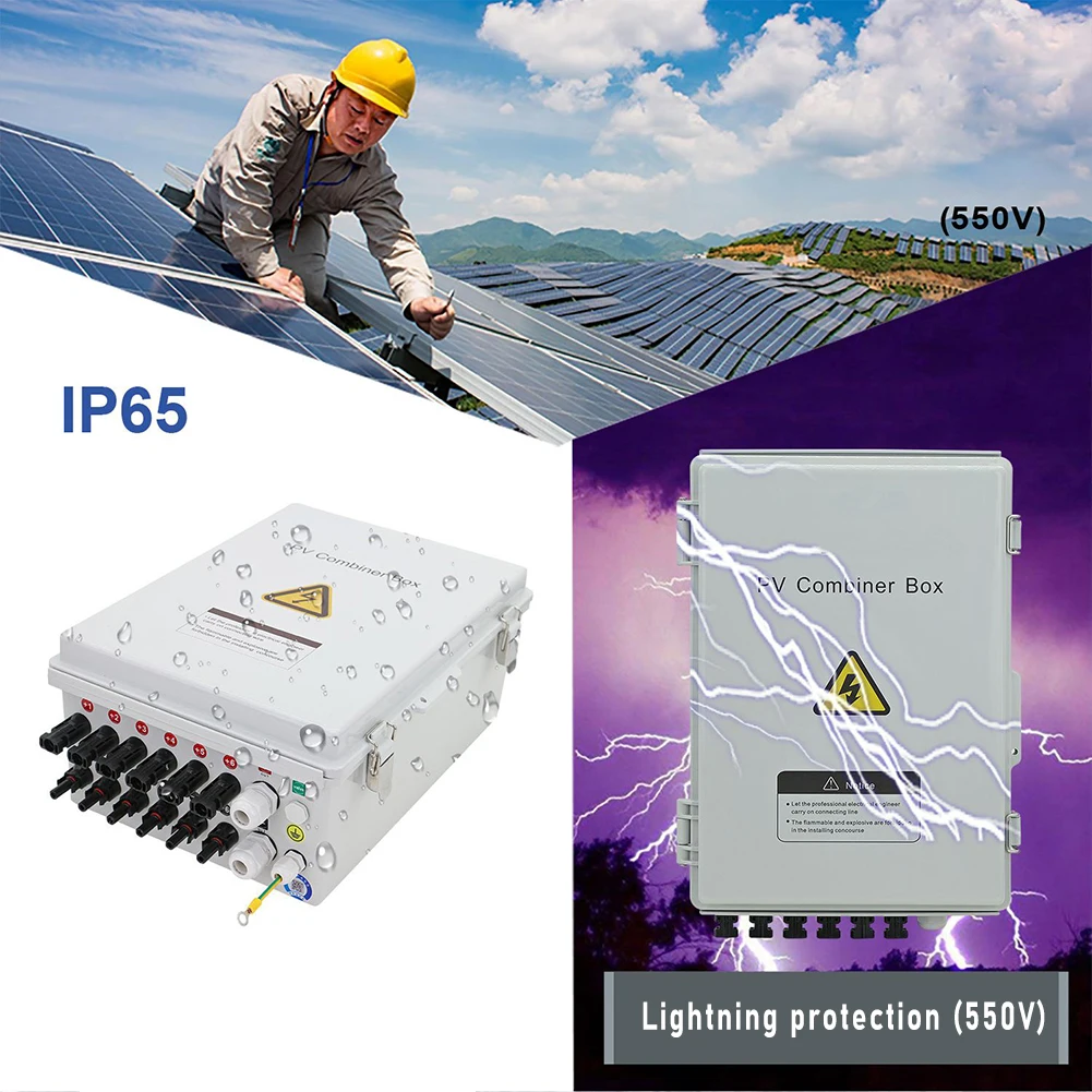 6 String Solar PV Combiner Box Featuring High Voltage Surge Protector ...