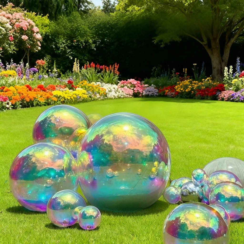 6pcs Set Iridescent Inflatable Mirror Balls Big Shiny Airtight Giant ...