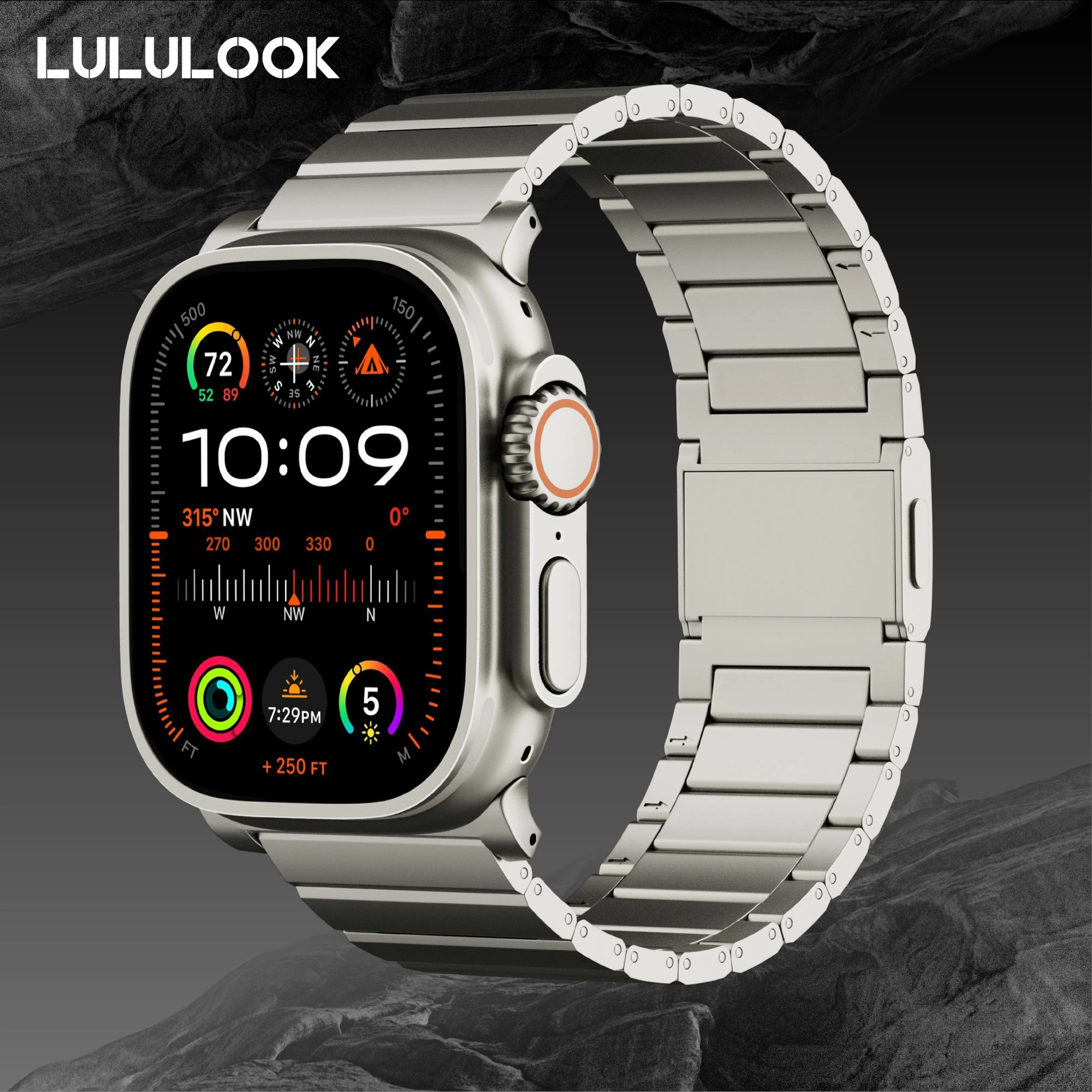LULULOOK Titanium Band For Apple Watch Ultra 3 2 1, Magnetic Band With ...