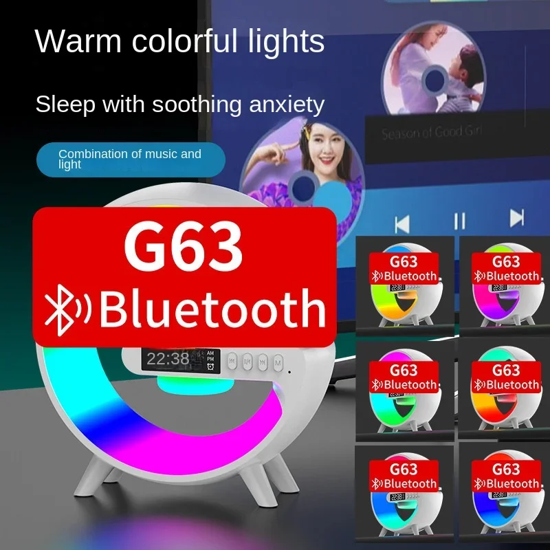 Bluetooth-Speaker-G63-Colorful-Lights-Clock-Wireless-Charging ...