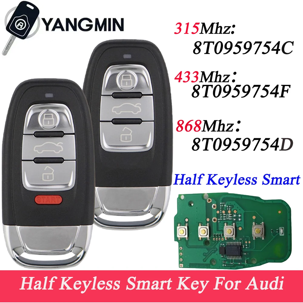 Half Keyless Smart Key Fob For Audi Q5 A4L A5 A6 A7 A8 RS4 RS5 S4 S5 A4 ...