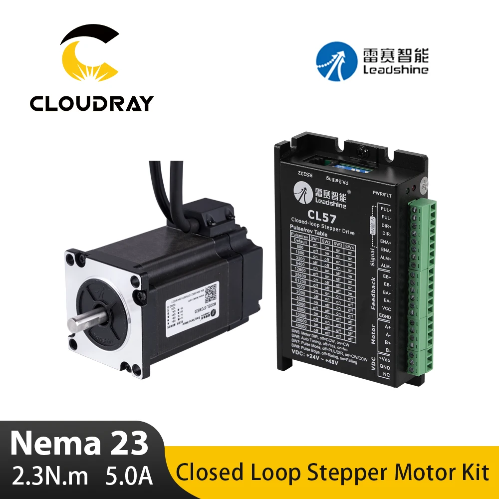 Leadshine Nem23 Closed Loop Stepper Motor Driver Kit 57CME23 2.3N.M 5.0A and CL57 Driver 1.5M ...