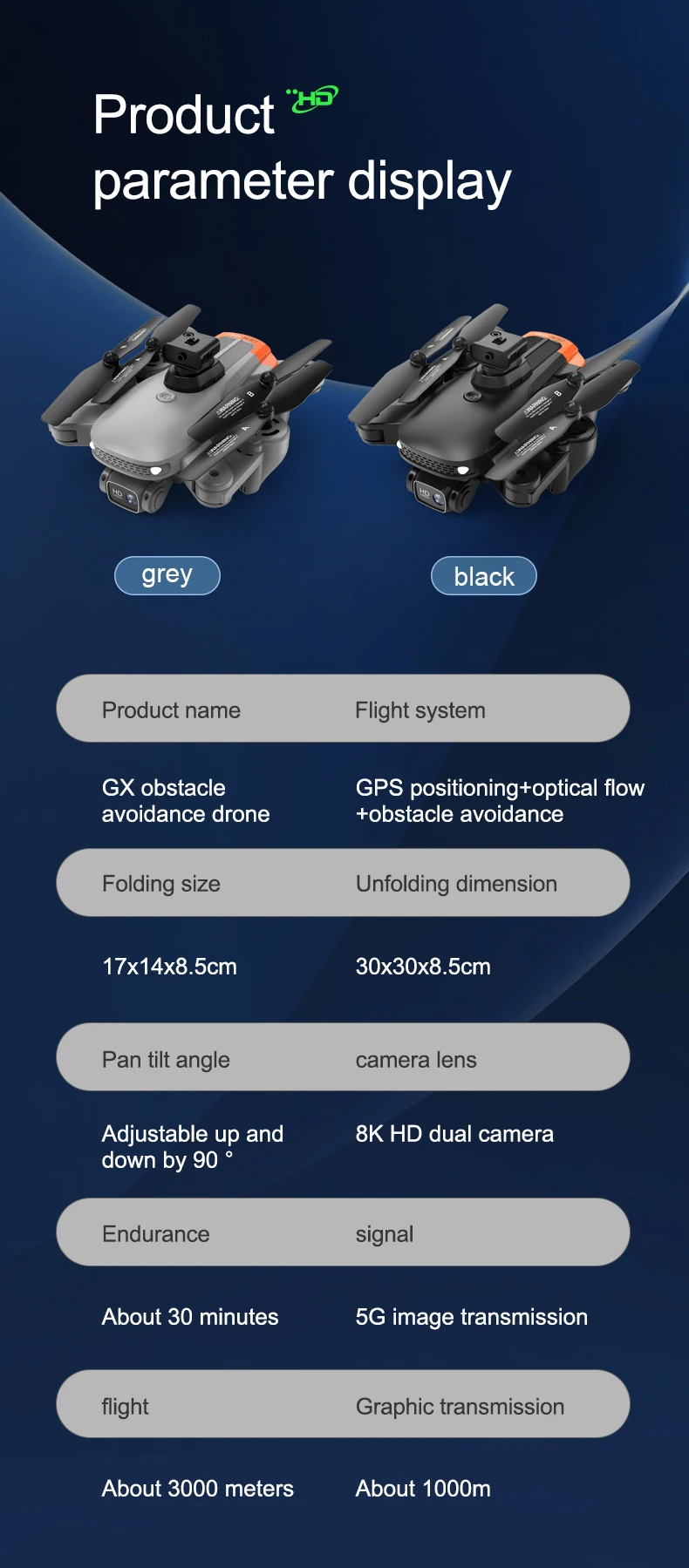 GD94 MAX Drone - 8K HD Dual Camera Brushless Motors GPS Smart Follow R ...