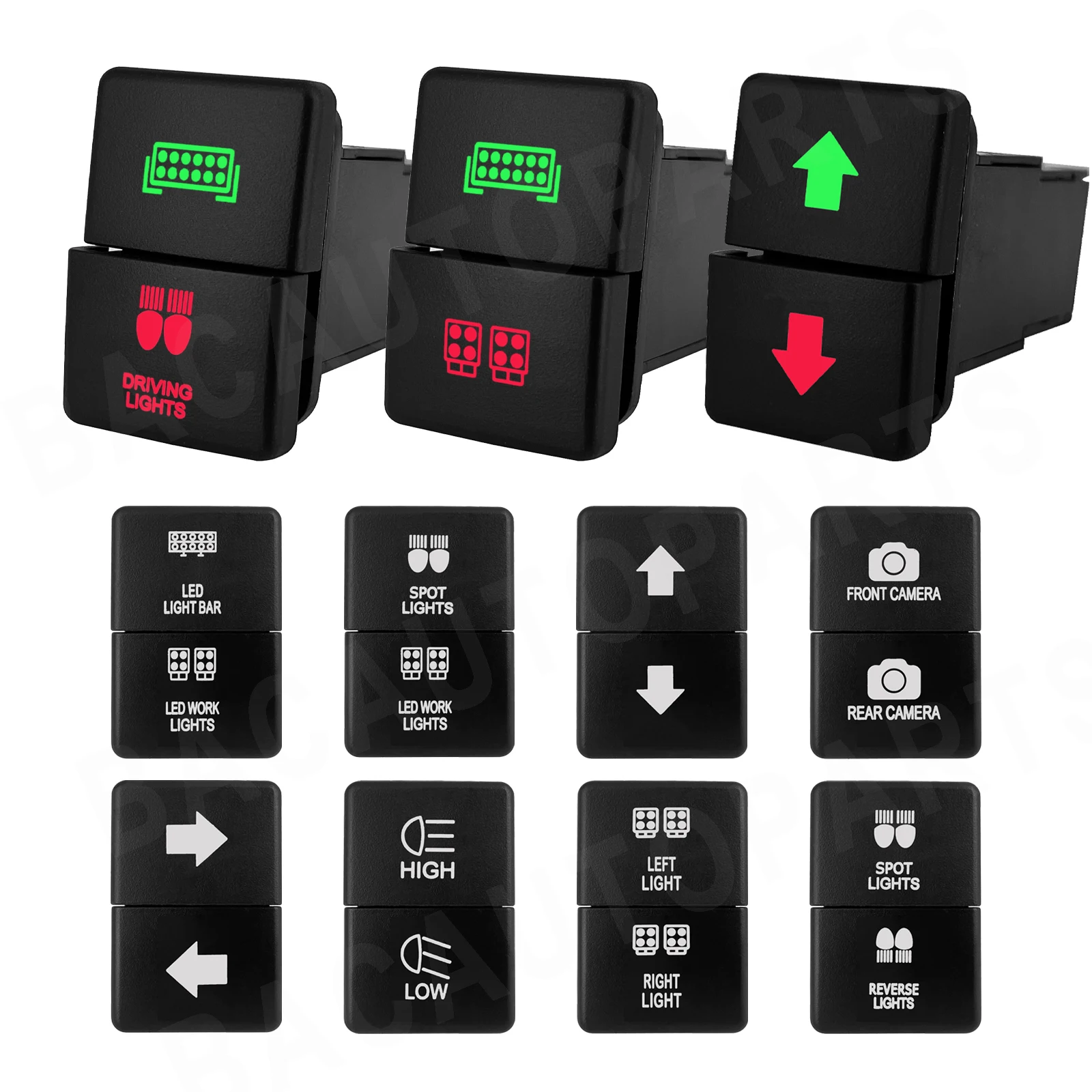 Push-Button-Switch-Green-Red-Led-Light-Bar-Work-Light-Fog-Lights-12V-ON ...