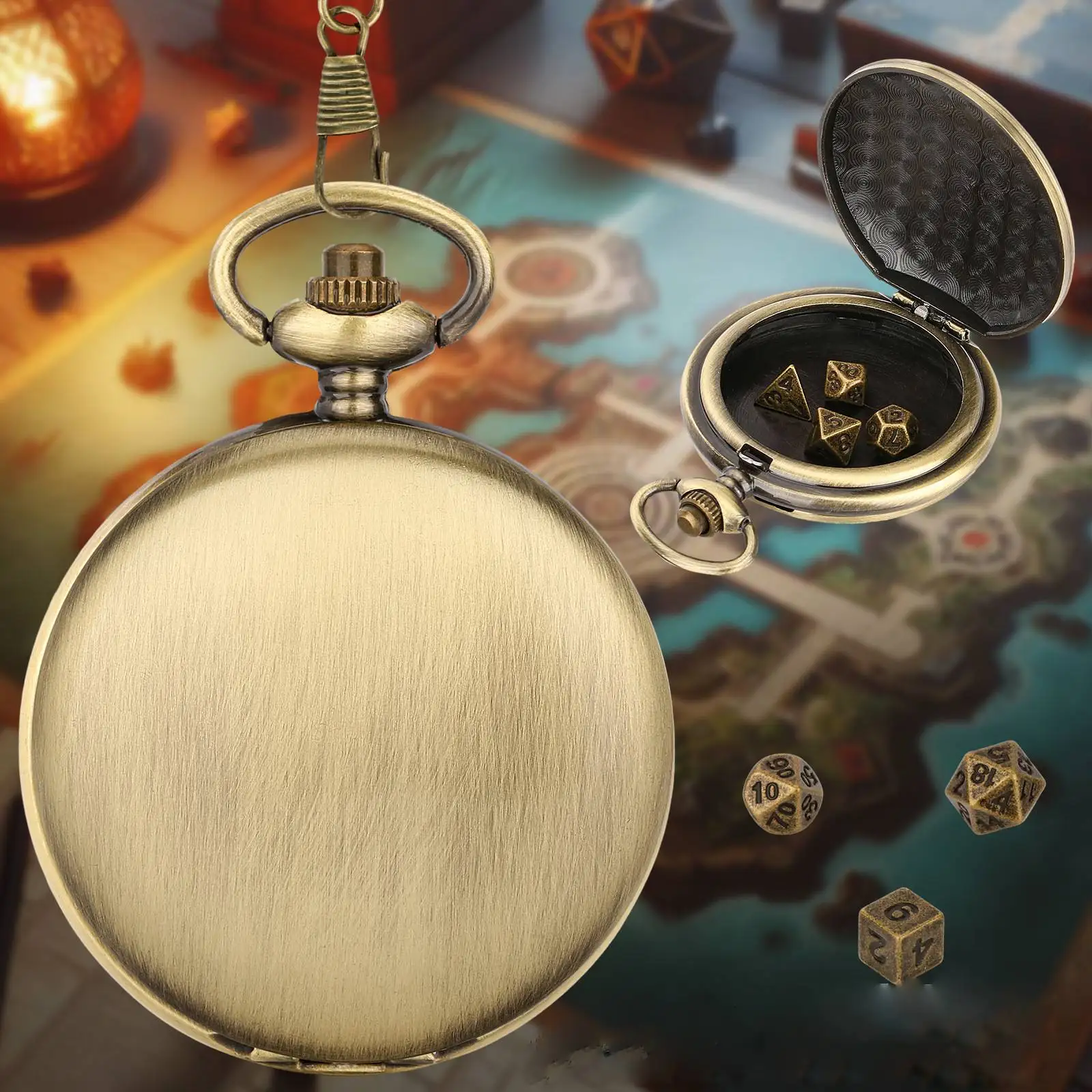Vintage-Pocket-Watch-Case-with-Metal-Dnd-Dice-Pendant-Gifts-Board-Game ...