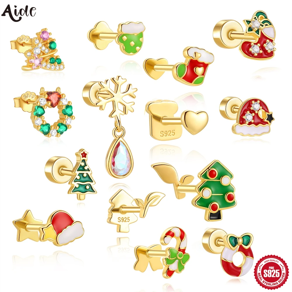 Aide 925 Sterling Silver 24 Types Piercing Earrings Golden Plated Cute ...
