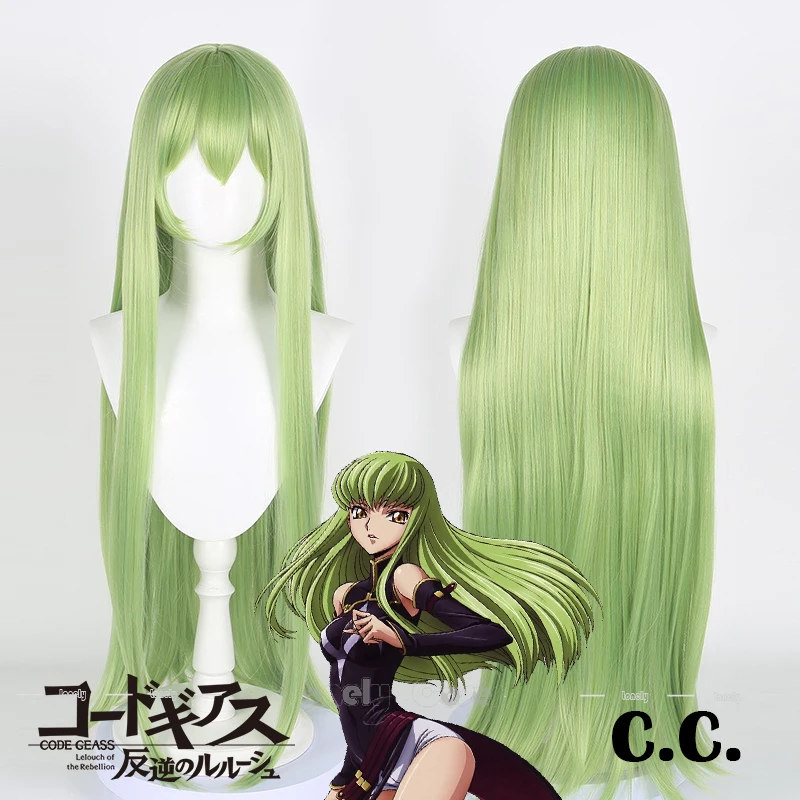 Anime Code Geass C.C. Cosplay Wig Light Green Waist-length Hair Wigs ...