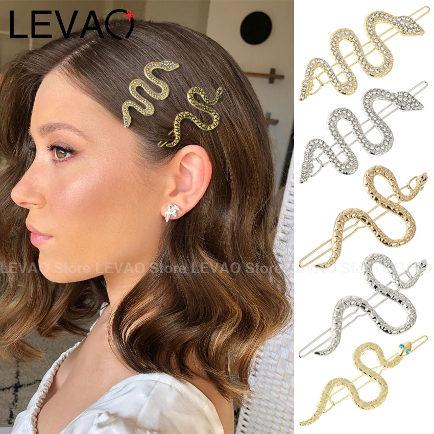 Snake-Hair-Pin-Women-s-Bangs-Duckbill-Clip-Rhinestone-Alloy-Barrette ...