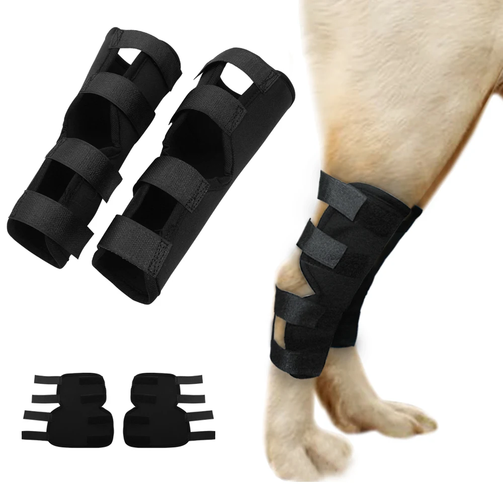 2pcs/pair Dog Injury Knee Pad Rear Leg Hock Joint Brace Pet Canine Back ...