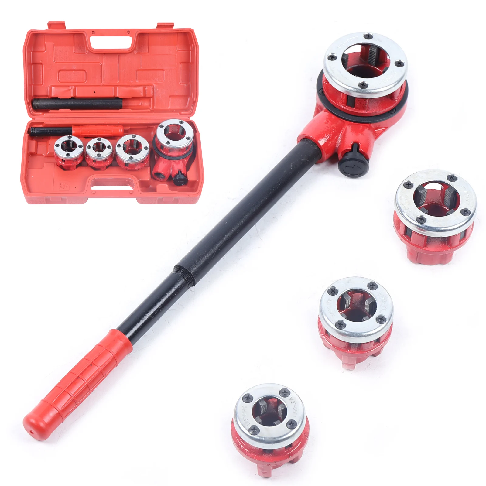 Professional Pipe Threader Ratchet Threading Die Head Set Portable Pipe ...
