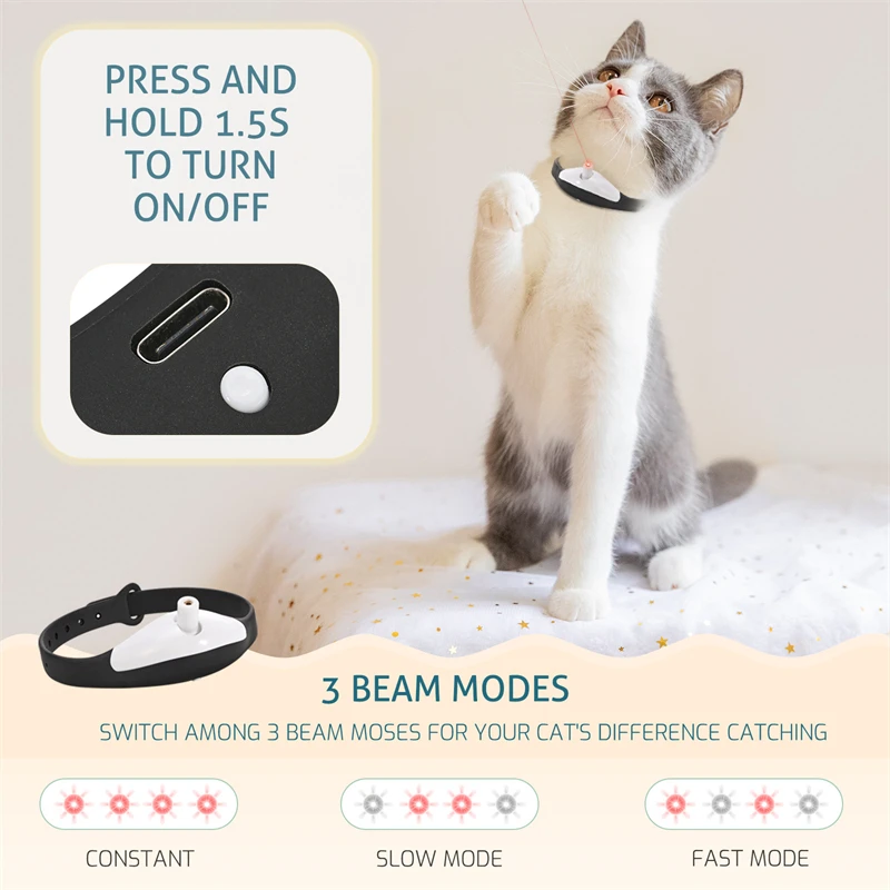 Pet-cat-toy-laser-cat-teasing-collar-cat-self-charging-Smart-infrared ...
