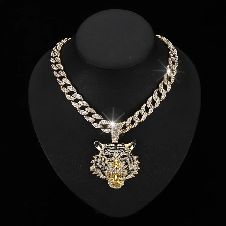 Hip-hop-big-miami-chain-with-alloy-and-full-CZ-oil-tiger-head-pendant ...