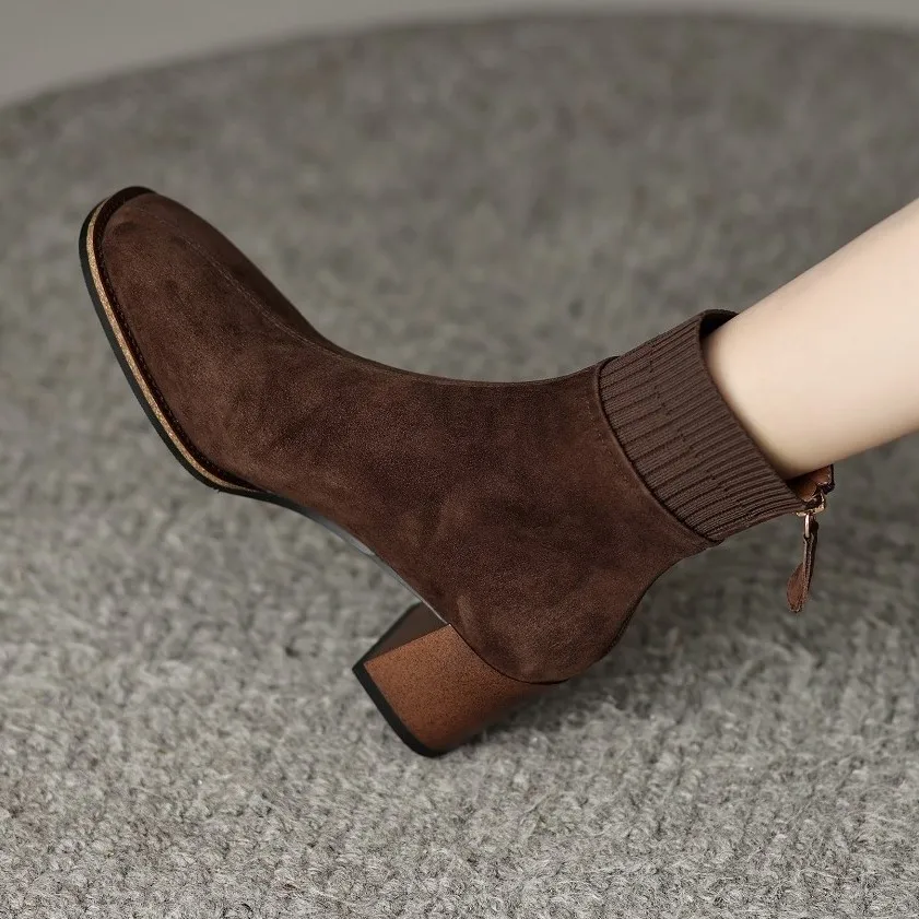 Botines elegantes de cuero auténtico para mujer, zapatos básicos de ...