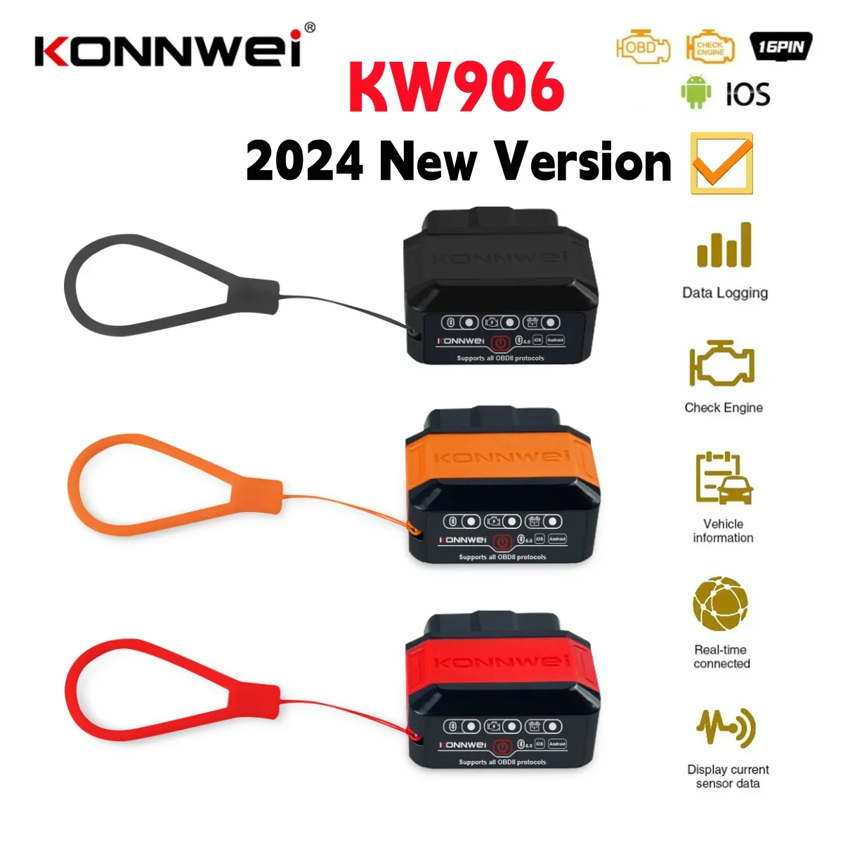 KONNWEI-KW906-ELM327-V1-5-Pic18F25K80-OBD2-Scanners-Bluetooth-5-0-For ...