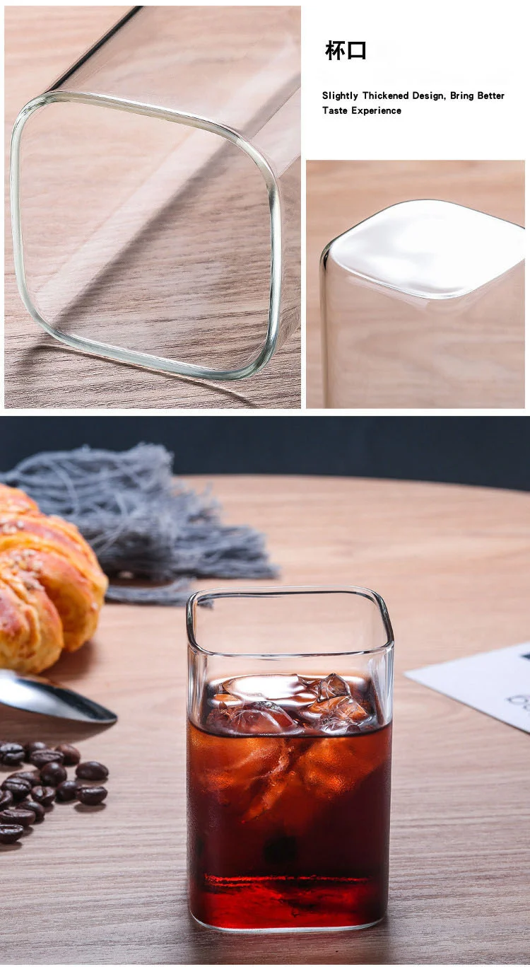 Round Edge Square Shape Unique Heat Resistant Wine Glass - Drinksholic