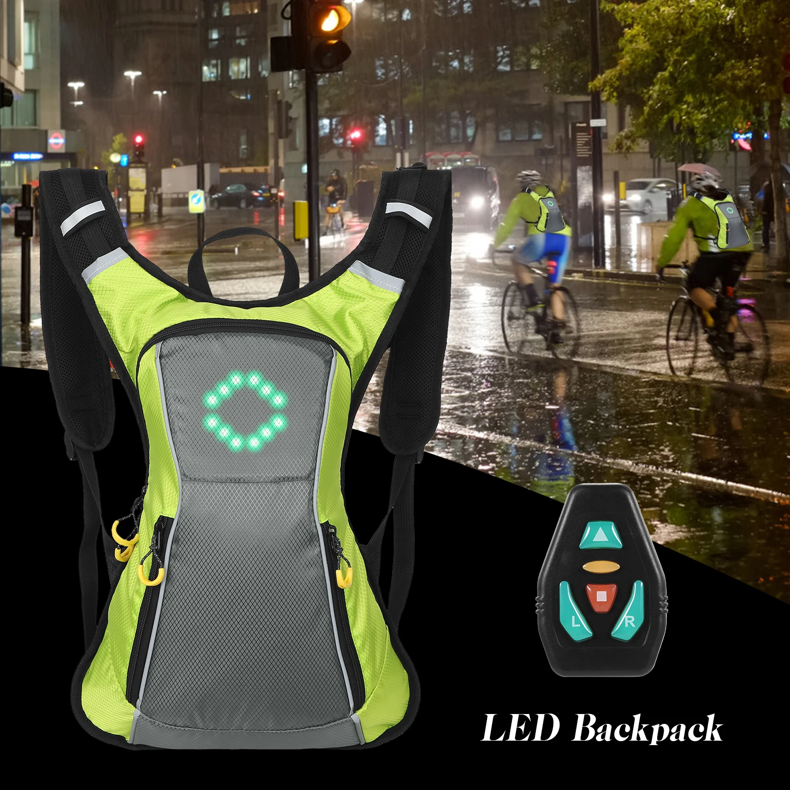 Led Turn Signal Backpack Waterproof Reflective Backpack With Direction ...