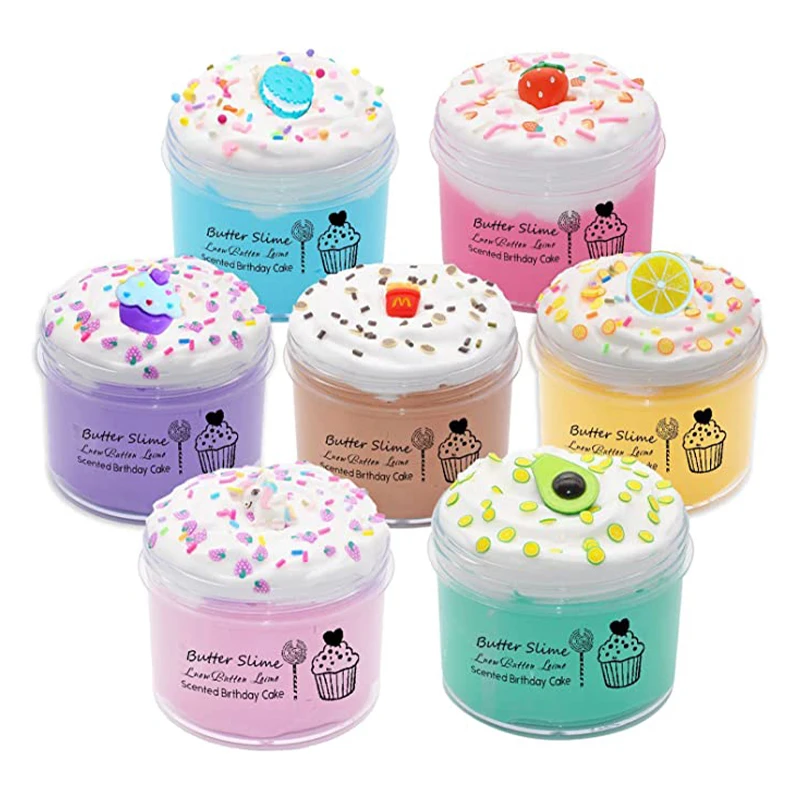 7Pack 70 180ml Butter Slime Kit Party Favors Educational Toy Antistress Slime Fluffy Birthday ...