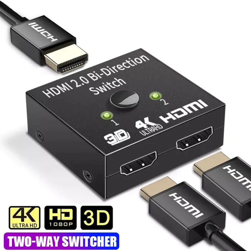 4K HDMI 분배기 2 포트 양방향 HDMI 스위처 1 in 2 Out HDMI 변환기, 3D HDR HDCP PS4 Xbox ...