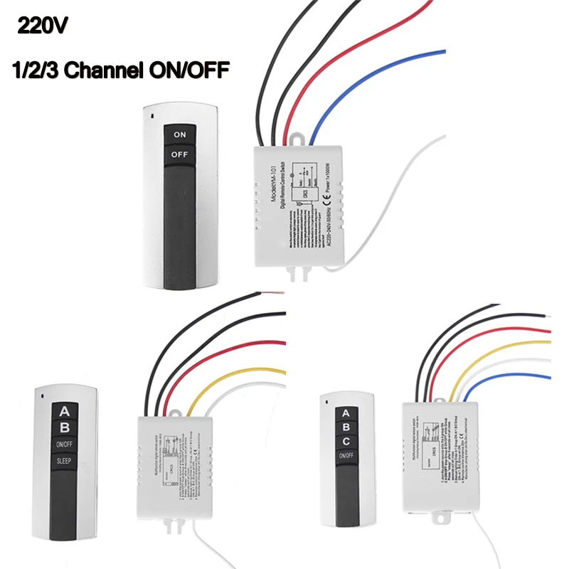 1/2/3 Channel On/off 220v Wireless Remote Control Switch Receiver ...