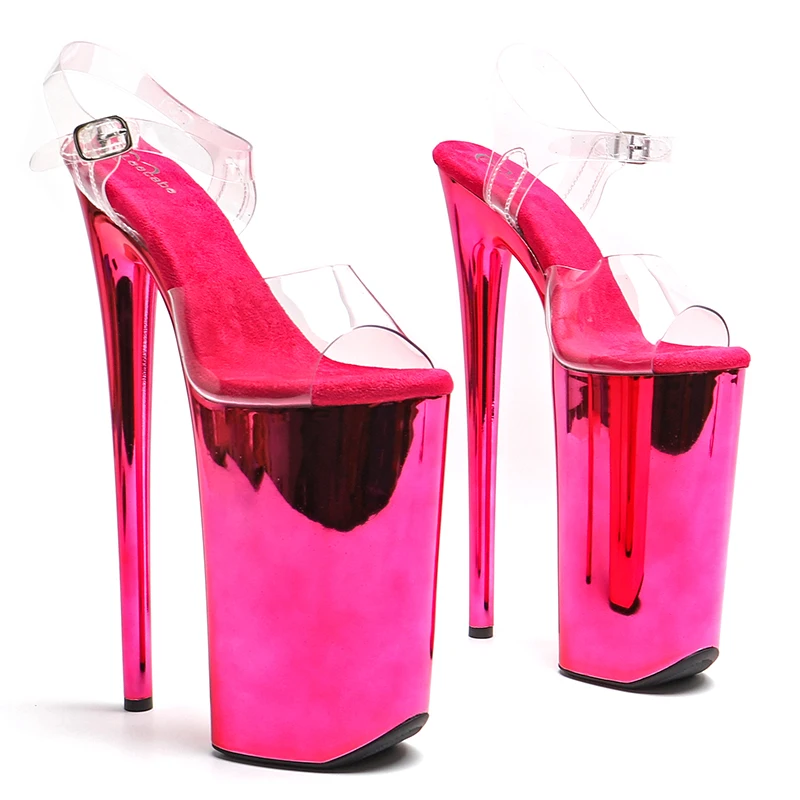 Leecabe-26CM-10inche-PVC-upper-Open-Toe-electroplate-High-Heel-platform ...